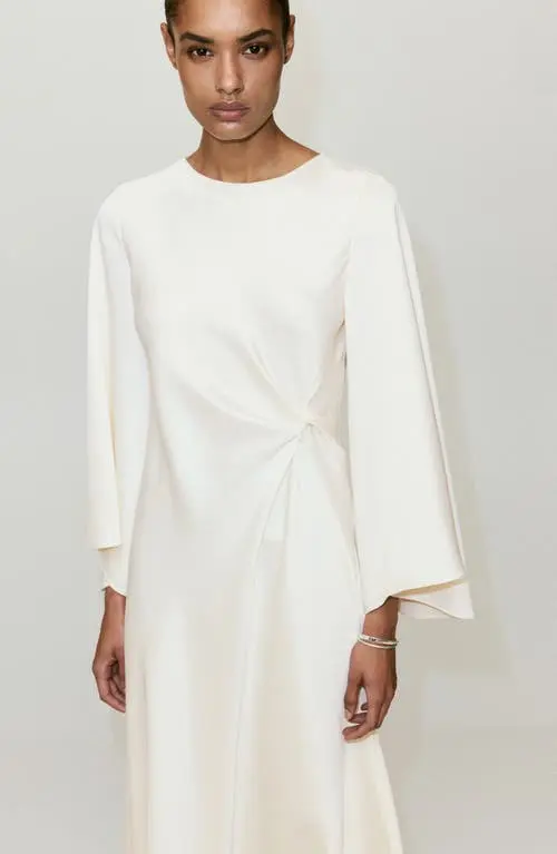 Mango Ruched Satin Midi Dress
