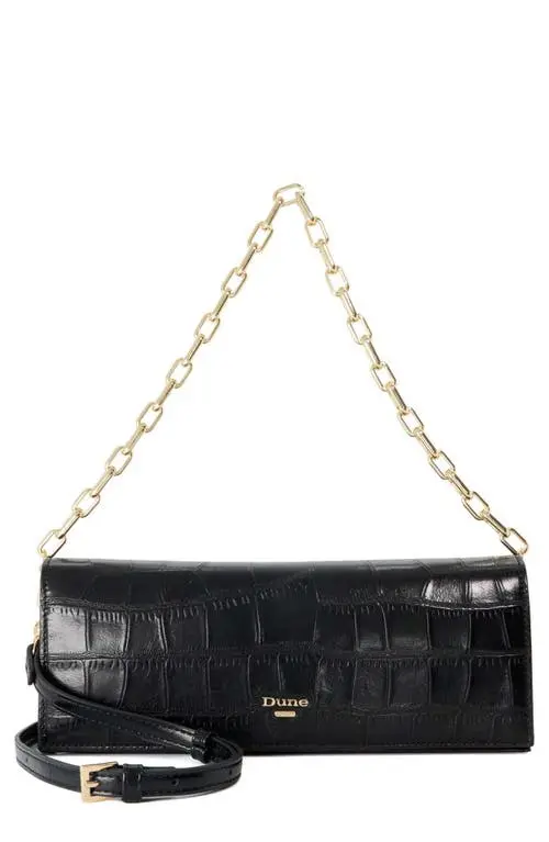 Dune London Bemuse Croc Embossed Faux Leather Shoulder Bag - Black