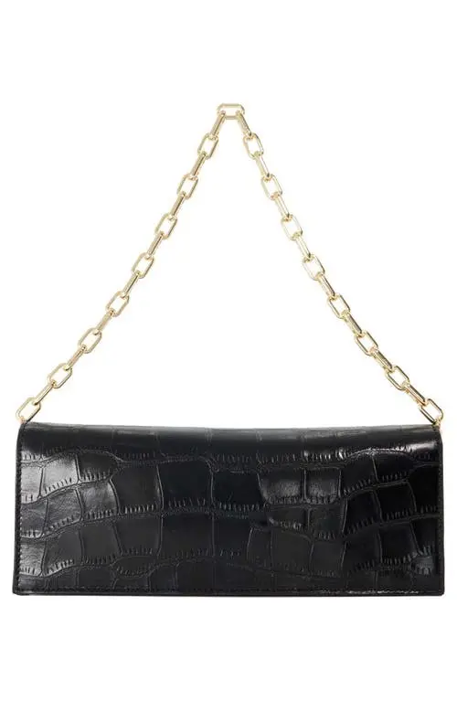 Dune London Bemuse Croc Embossed Faux Leather Shoulder Bag - Black
