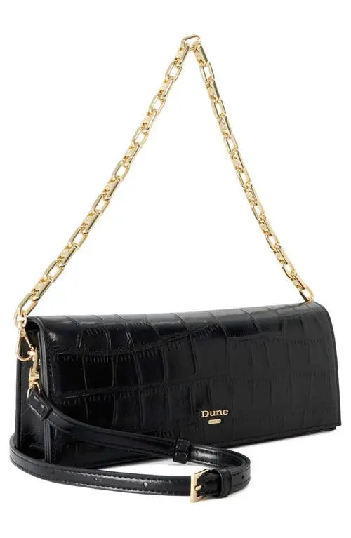 Dune London Bemuse Croc Embossed Faux Leather Shoulder Bag - Black