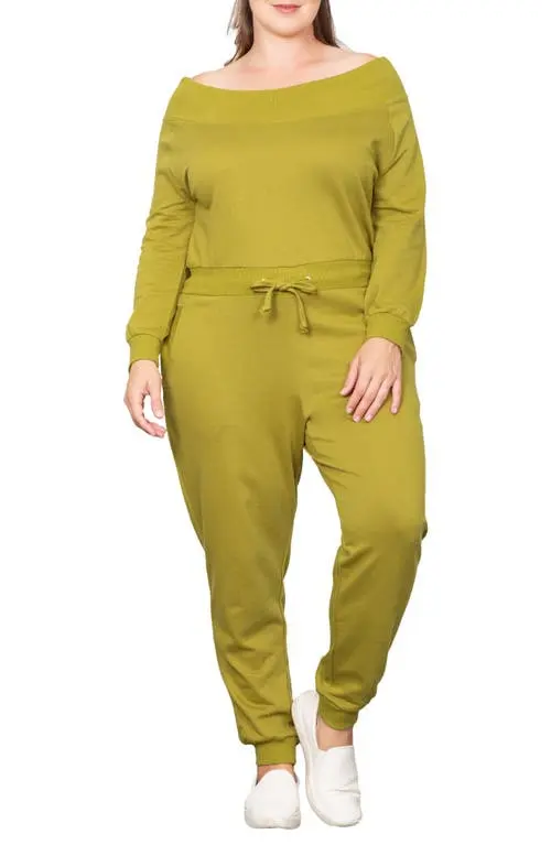 STANDARDS & PRACTICES Off-the-shoulder Jumpsuit - Hunter