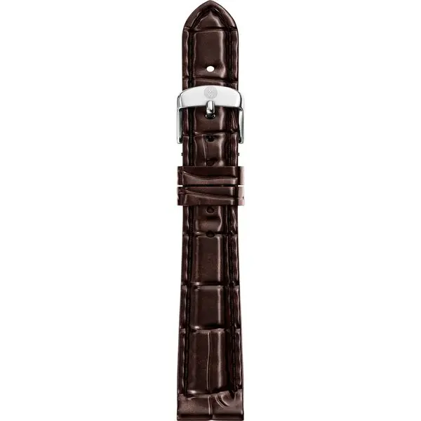 Michele Croc Embossed Leather Watchband - Dark Brown