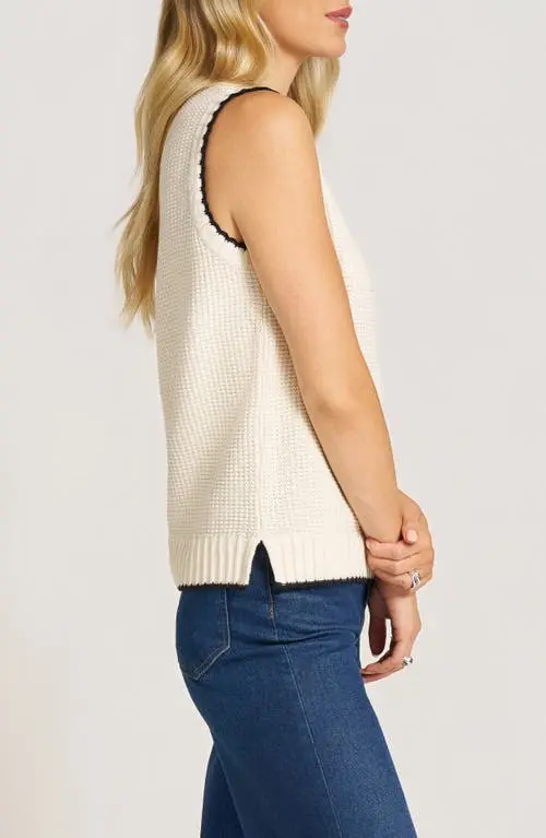 Matty M. Elm Crewneck Cotton Sweater Vest - Ivory/blac