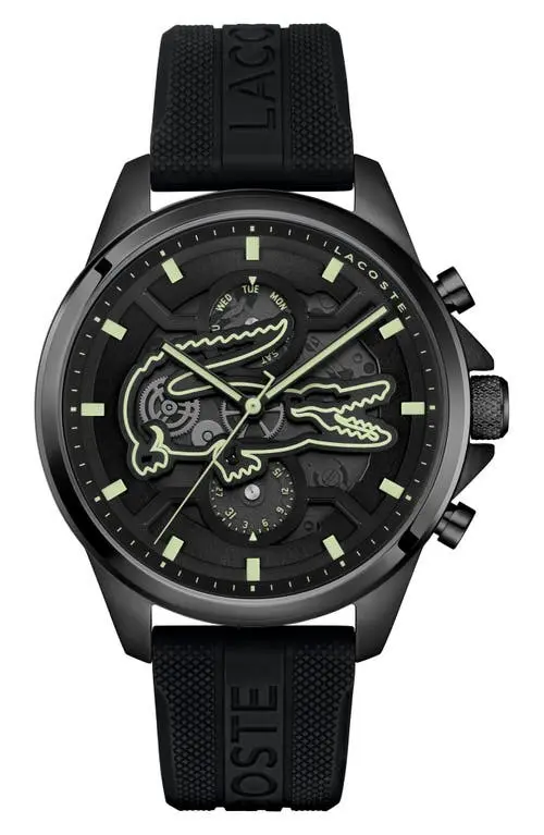 Lacoste Stainless Steel And Silicone Strap Watch - Black