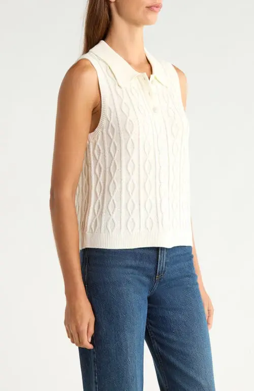 CECE DUPRAZ Cable Collar Sweater Vest - New Ivory