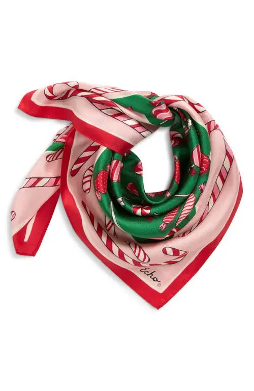 Echo Christmas Candy Silk Bandana Scarf - Cherry