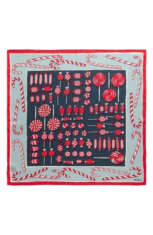 Echo Christmas Candy Silk Bandana Scarf - Navy