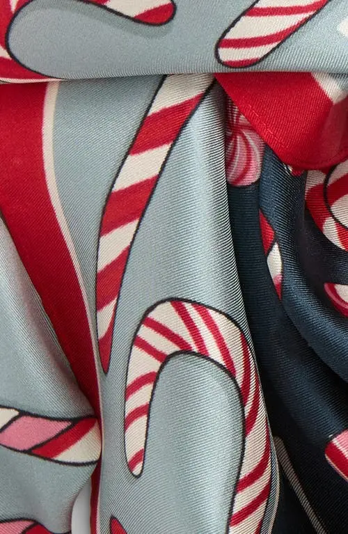 Echo Christmas Candy Silk Bandana Scarf - Navy