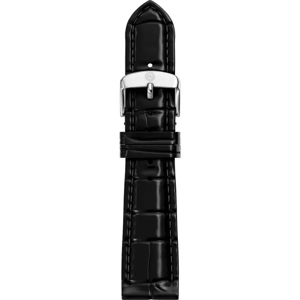 Michele Croc-embossed Leather Watchband - Black