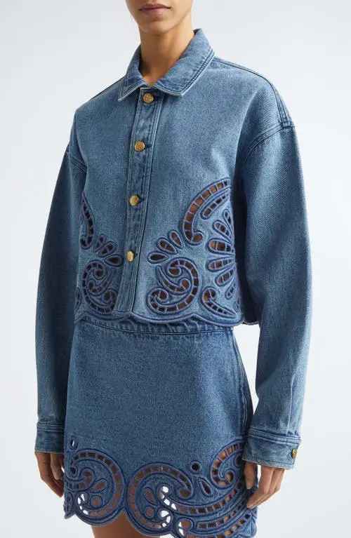 Ulla Johnson Bobbi Eyelet Denim Jacket