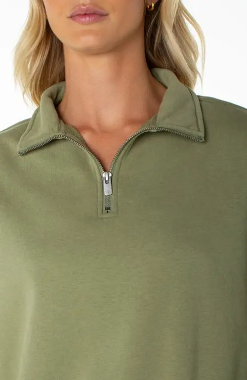Roxy Cotton Blend Quarter Zip Pullover - Oil Green