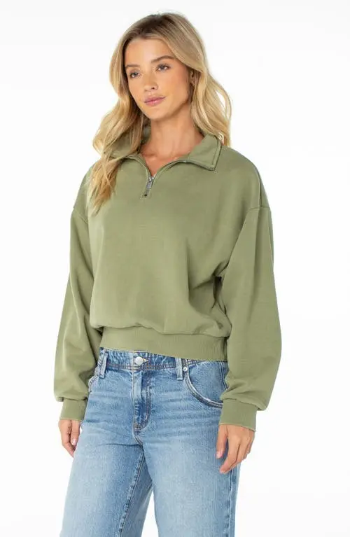 Roxy Cotton Blend Quarter Zip Pullover - Oil Green