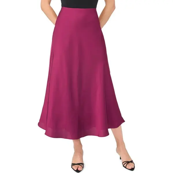CECE DUPRAZ Bias Cut Satin Midi Skirt - Deep Mulberry