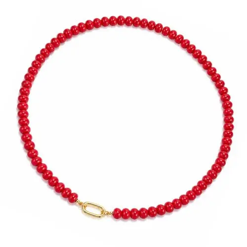 DONATELLO GIAN Beaded Gold-tone Link Necklace - Red