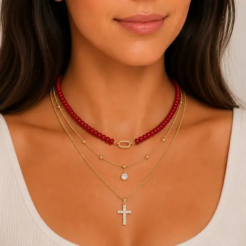DONATELLO GIAN Beaded Gold-tone Link Necklace