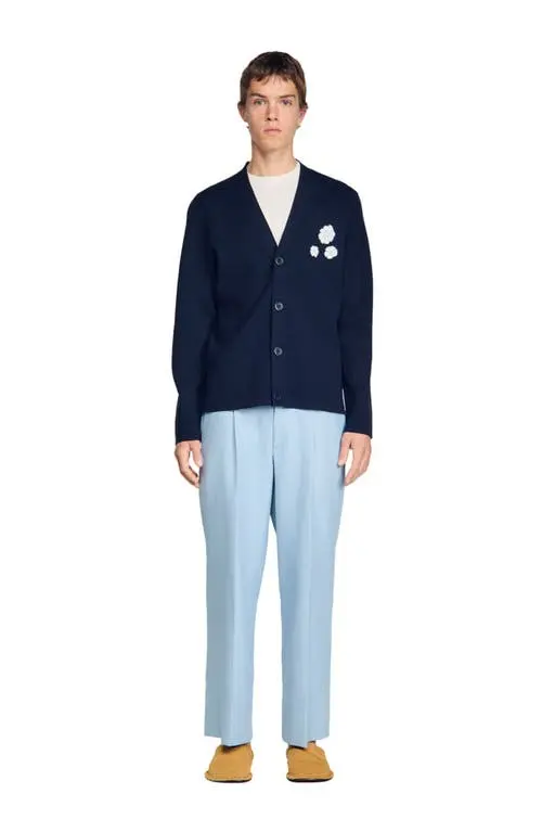 Sandro Cardigan With Floral Pattern