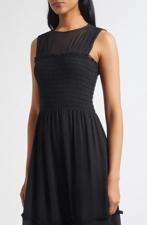 Ramy Brook Mila Smocked Silk Midi Dress