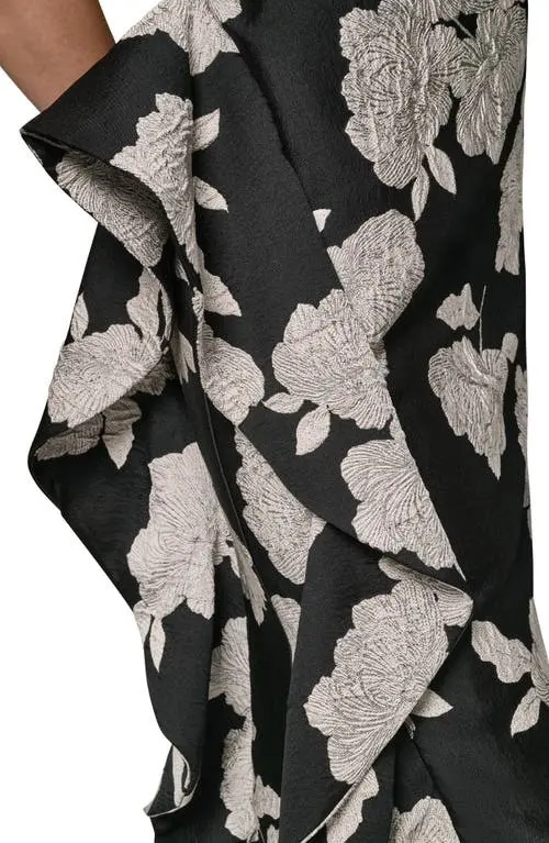 Donna Karan New York Floral Embroidery One-shoulder Gown
