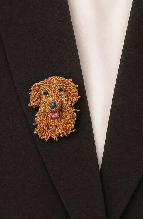 Deepa Gurnani En Retriever Beaded Brooch