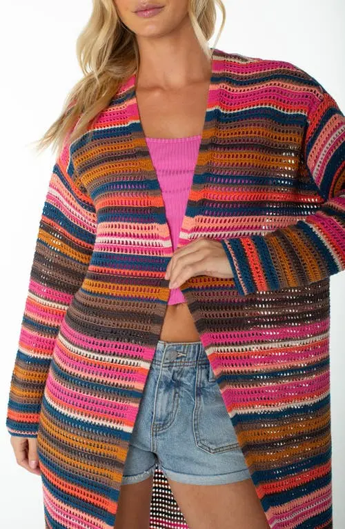 Roxy Sea Wind Longline Open Front Stripe Cardigan