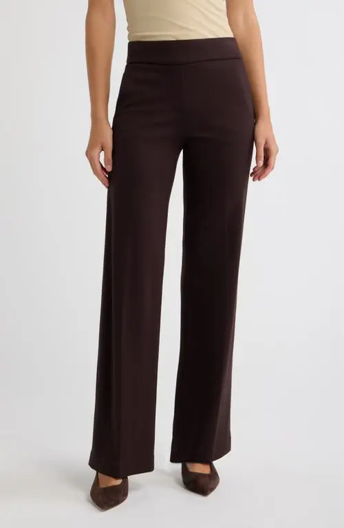 Anne Klein Pull-on Wide Leg Trousers - Deep Mahogany