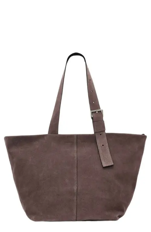 ALLSAINTS Alba Zip Suede Tote - Mocha Brown