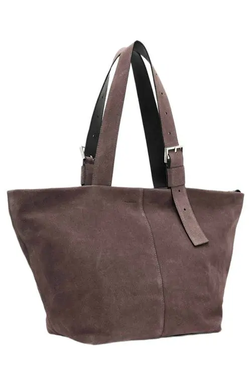 ALLSAINTS Alba Zip Suede Tote - Mocha Brown