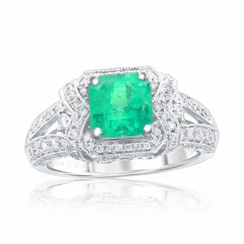 SOUZANA BY SUZY LEVIAN 14k White Gold Emerald And Diamond Ring - Green