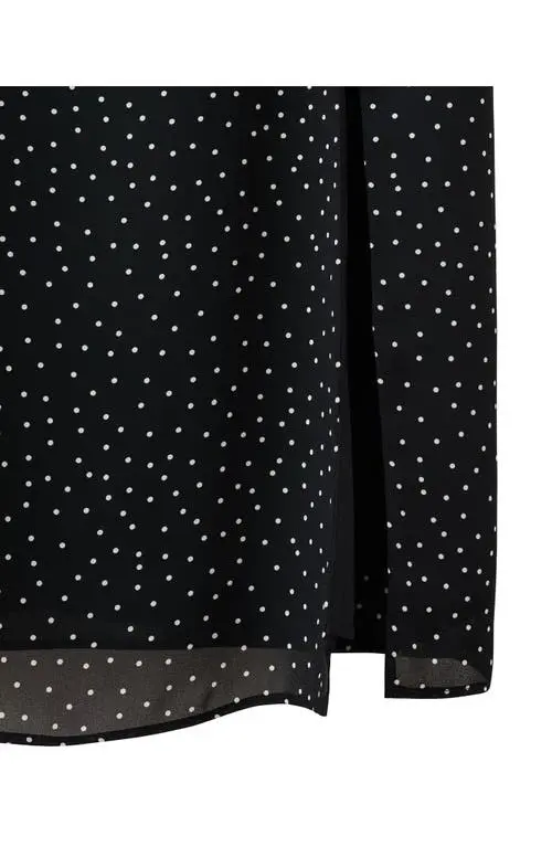 Mango Polka-dotted Dress With Lace Detail