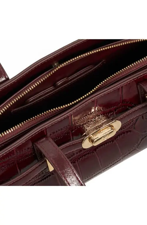 Dune London Depend Croc Embossed Leather Shoulder Bag - Burgundy