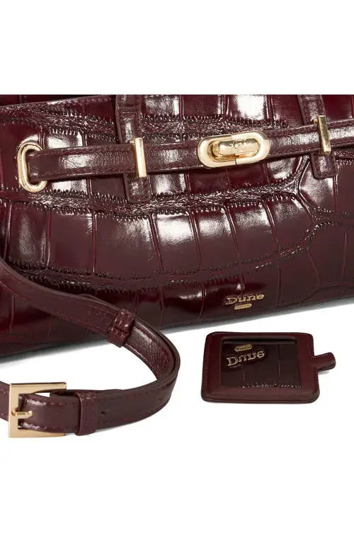 Dune London Depend Croc Embossed Leather Shoulder Bag - Burgundy