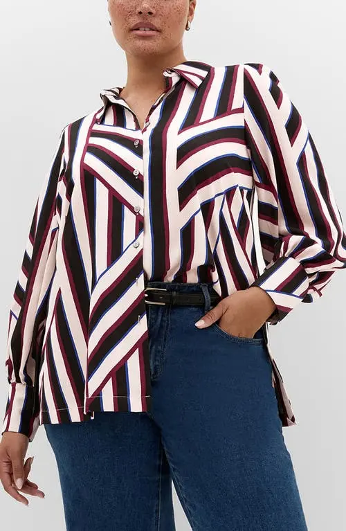 City Chic Haylee Striped Button Front Shirt