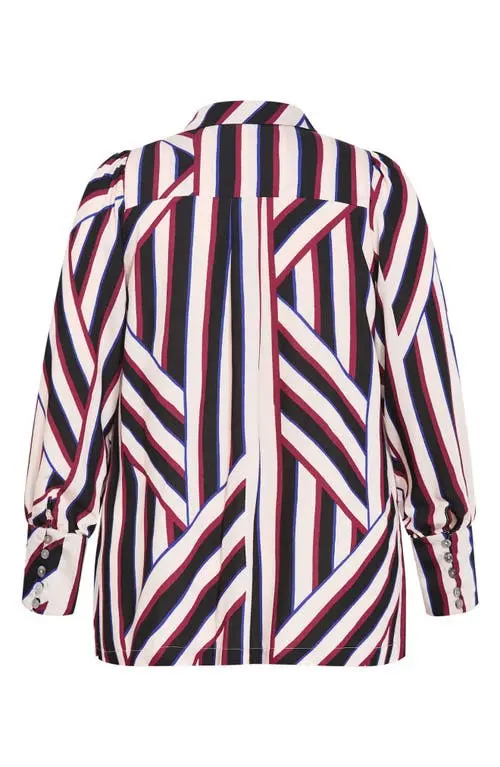 City Chic Haylee Striped Button Front Shirt