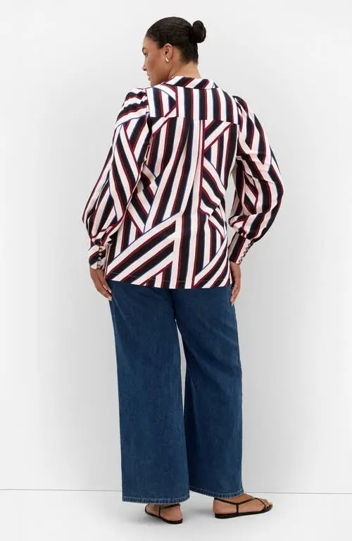 City Chic Haylee Striped Button Front Shirt