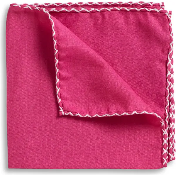 BEAU TIES OF VERMONT Linen Whipstitch Pocket Square - Fuchsia