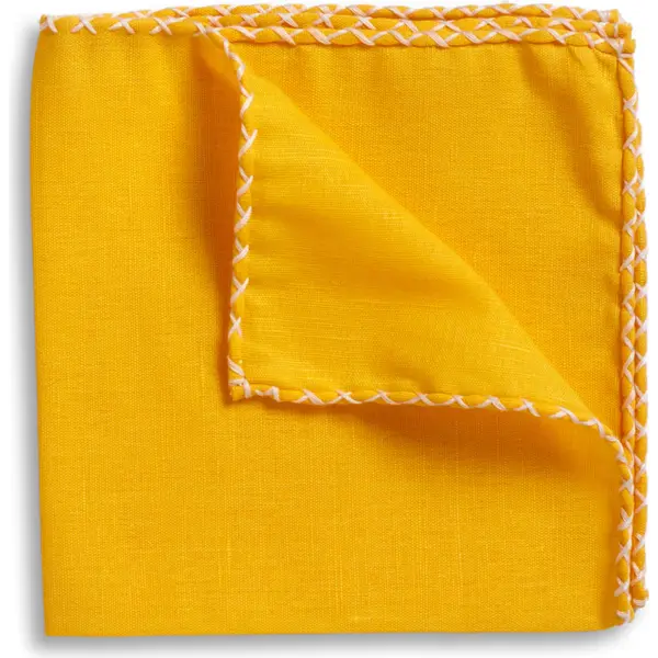 BEAU TIES OF VERMONT Linen Whipstitch Pocket Square - Gold