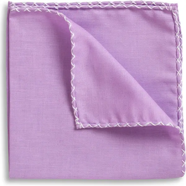 BEAU TIES OF VERMONT Linen Whipstitch Pocket Square - Plum