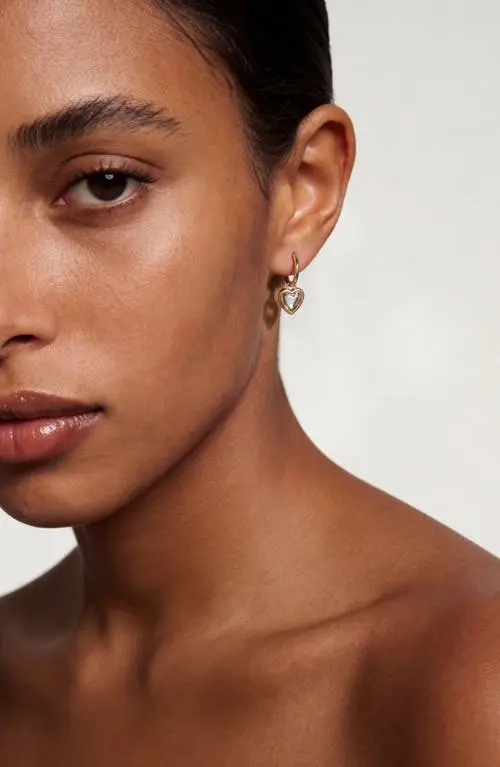 ST. MORAN Clear Quartz Heart Drop Hoop Earrings
