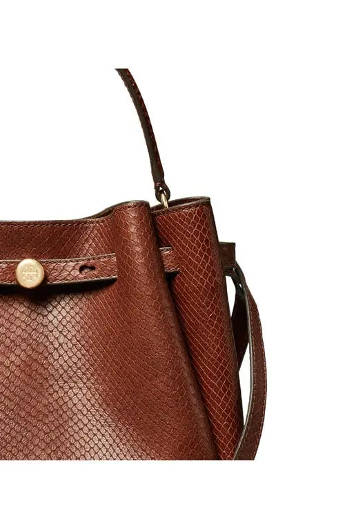 Tory Burch Romy Snake Embossed Leather Bucket Bag