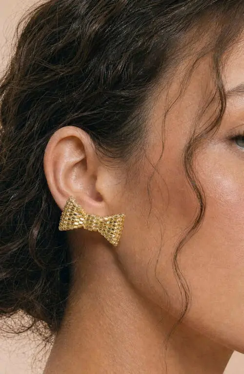 Deepa Gurnani Bow Beaded Stud Earrings