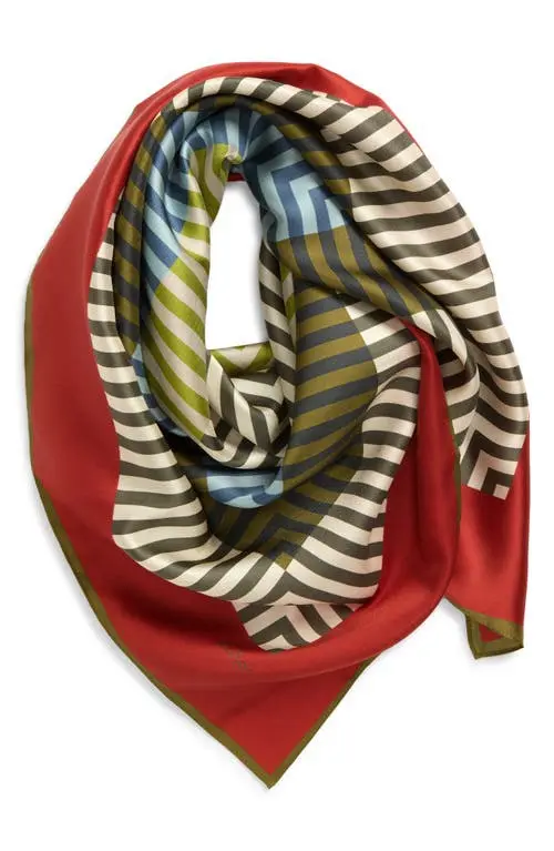 Echo Concentric Stripes Square Silk Scarf - Olive