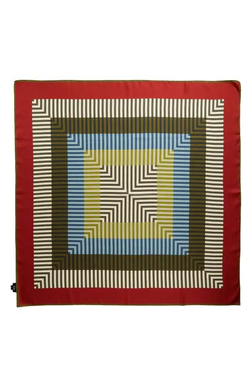 Echo Concentric Stripes Square Silk Scarf - Olive