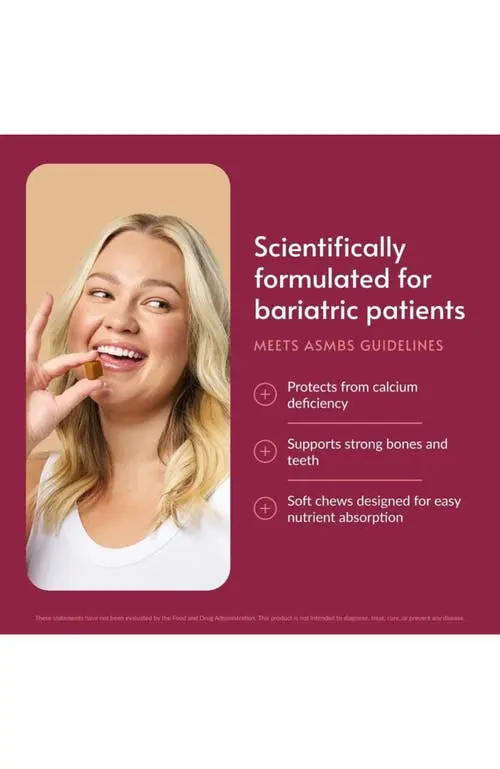 BARIATRIC ADVANTAGE Calcium Citrate Chewy Bites 250 Mg With Vitamin D3 Chewable Supplement 60 Count