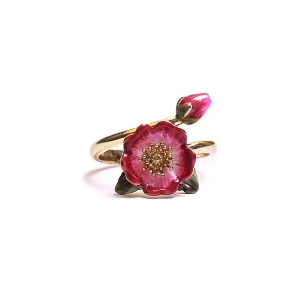 BILL SKINNER STUDIO Wildflower Open Ring With Enamel Detail