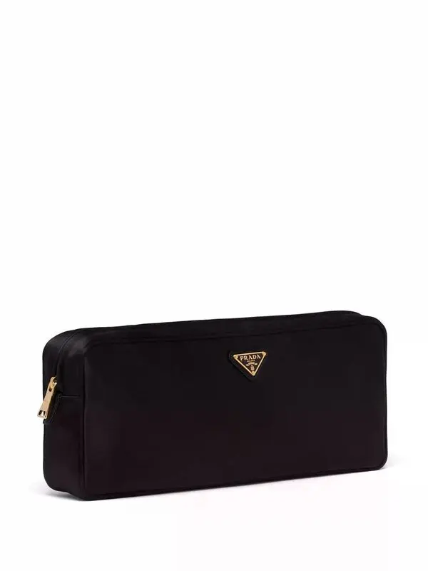 Prada Silk Satin Slippers And Travel Pouch