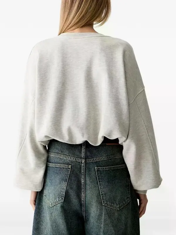 GESTUZ Logo Embroidered Dropped Shoulder Sweatshirt