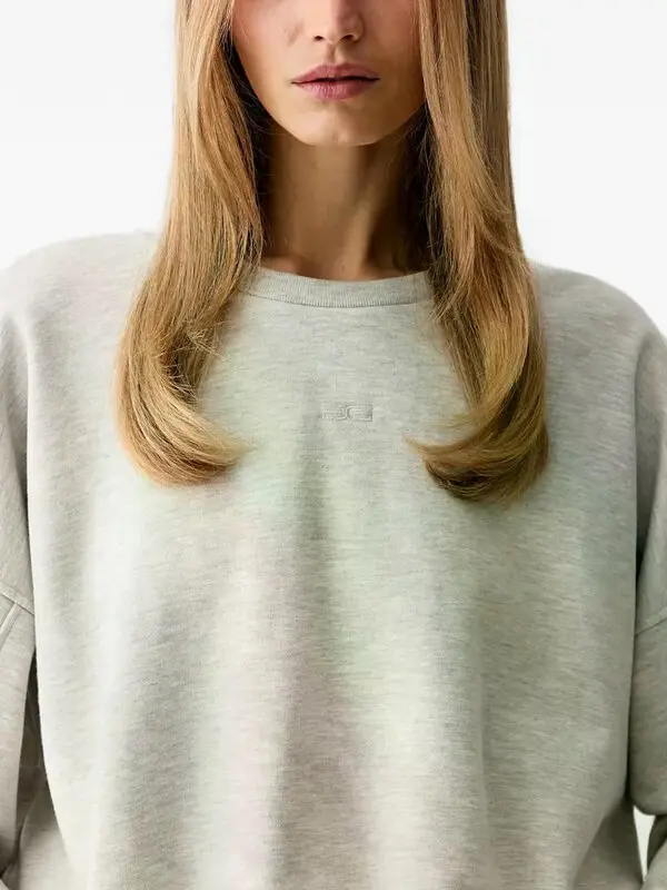 GESTUZ Logo Embroidered Dropped Shoulder Sweatshirt