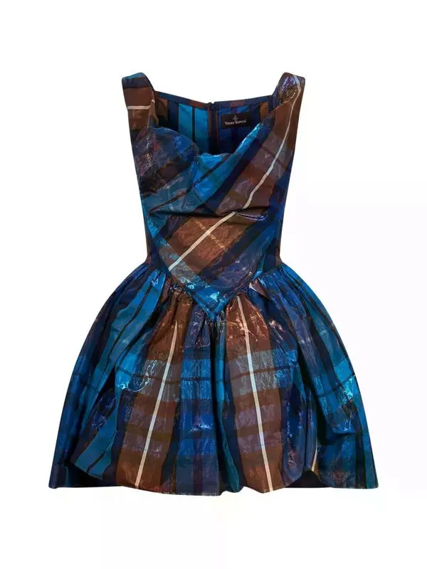 VIVIENNE WESTWOOD Tartan-print Draped Dress - Blue