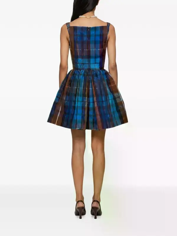 VIVIENNE WESTWOOD Tartan-print Draped Dress - Blue