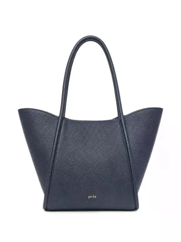 POCHE PARIS Grained Leather Tote Bag - Blue